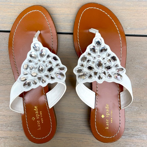 kate spade | Shoes | New Kate Spade Sandals White With Silver ...